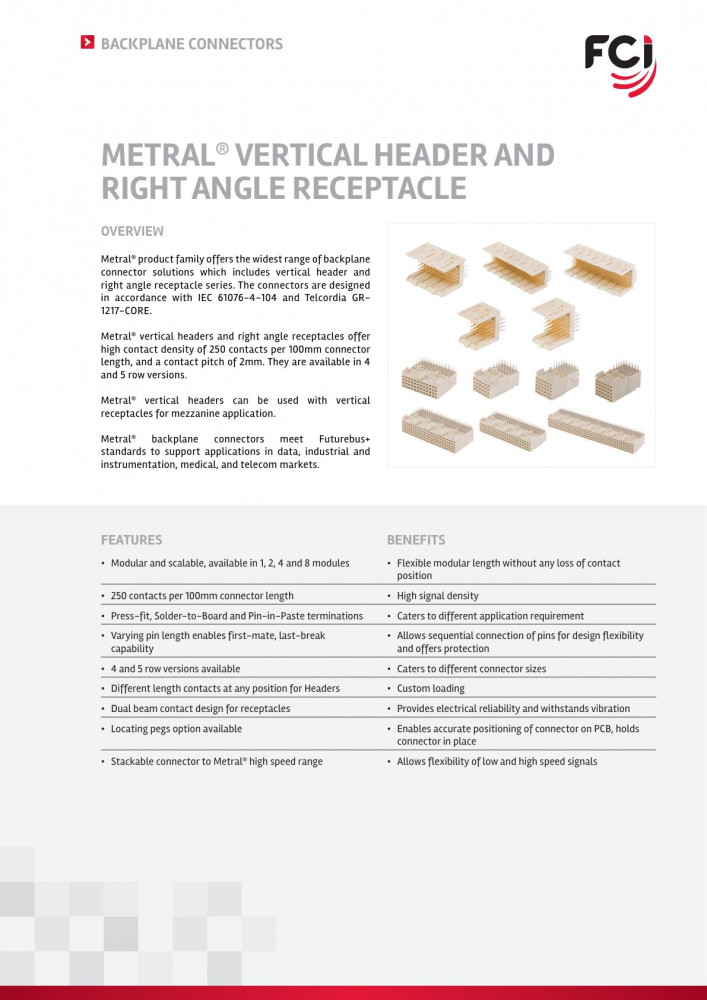 Amphenol Metral connector technical document page 1