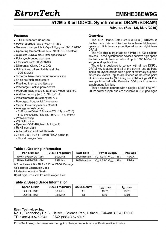 EM6HE08EW9G-10IH datasheet page 1