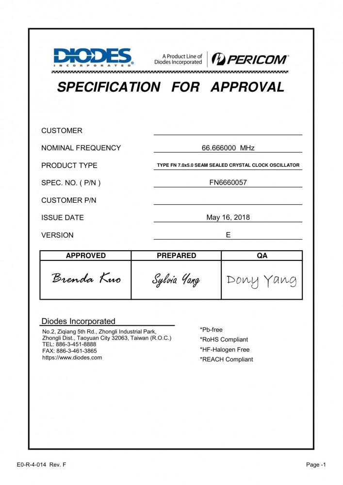 FN6660057 specification page 1