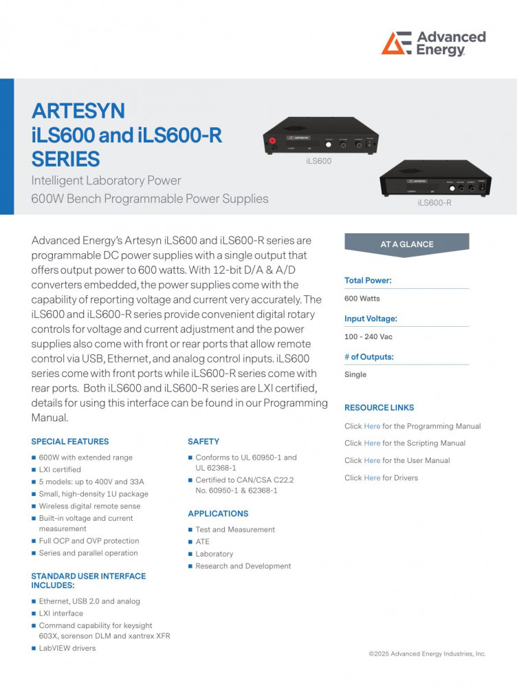 iLS600 series product document page 1