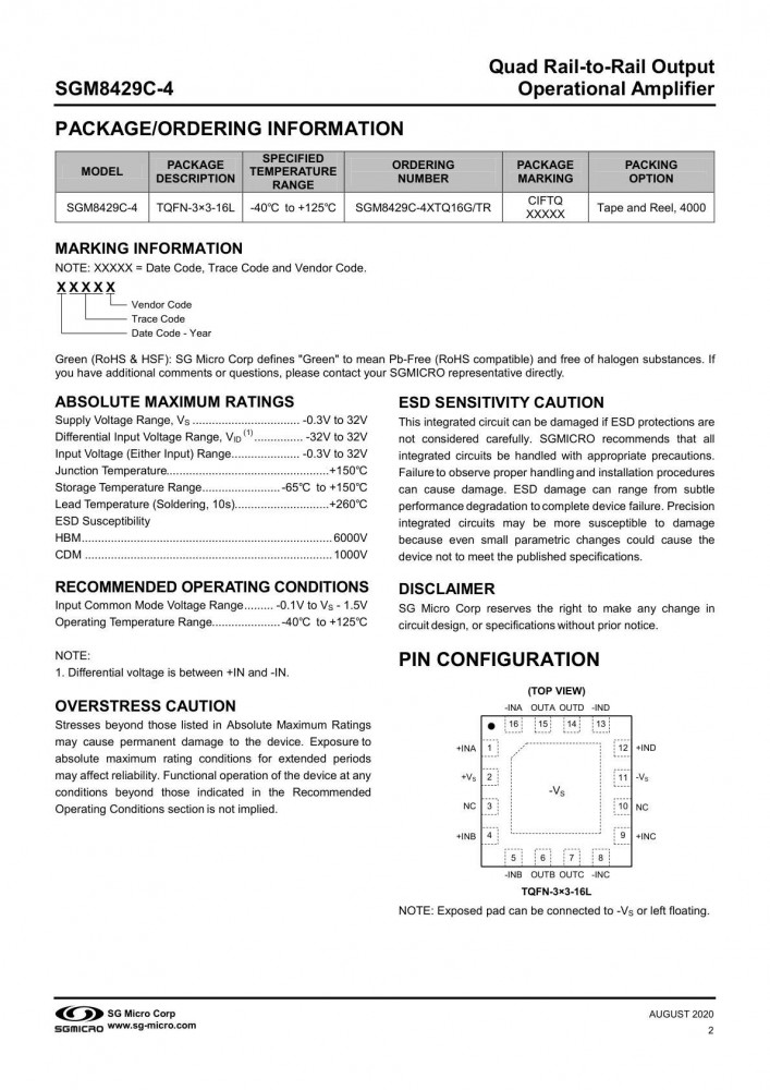 SGM8429C-4 datasheet page 2