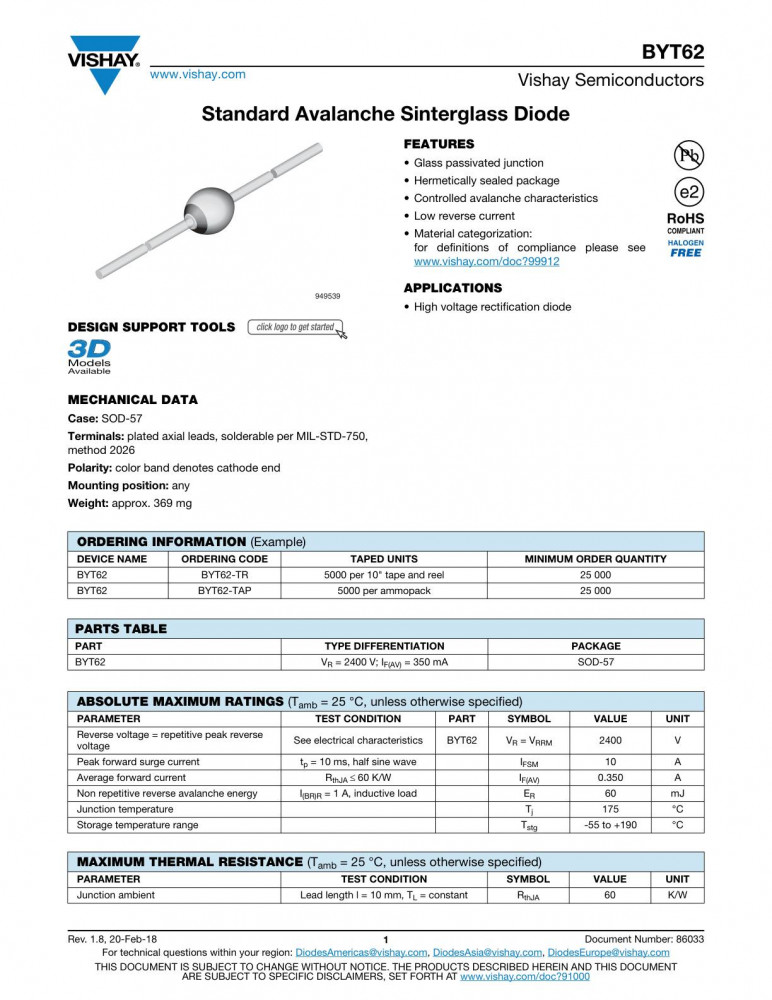 BYT62 datasheet page 1
