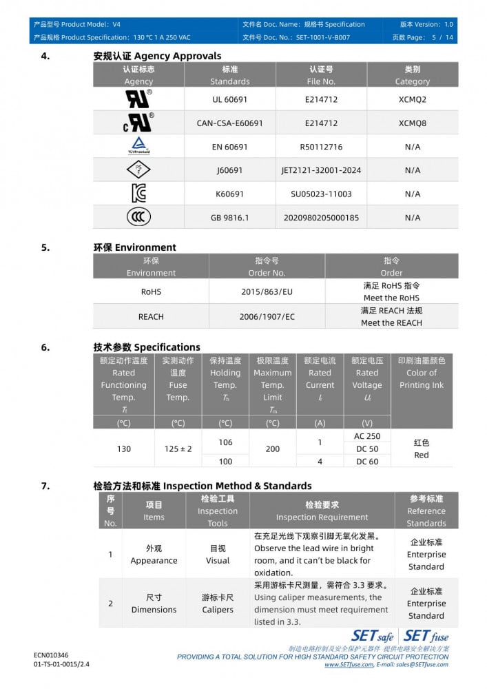 V4 datasheet page 5