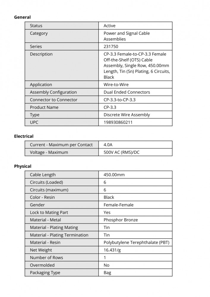 Technical document image 2 for MOLEX 2317504062