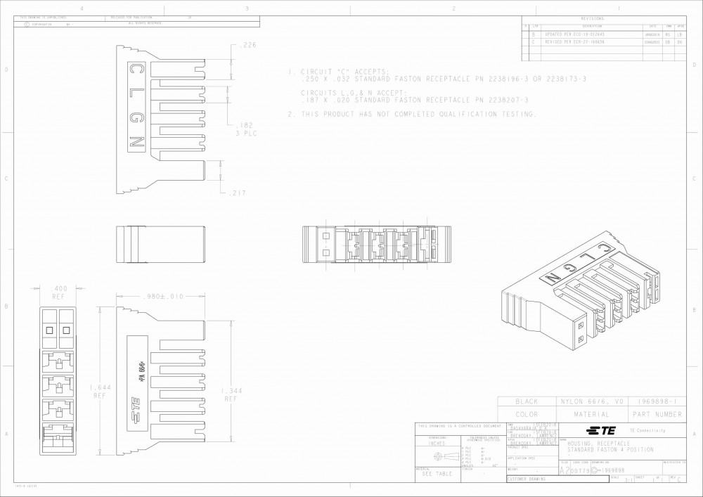 TE Connectivity 1969898-1 technical drawing preview