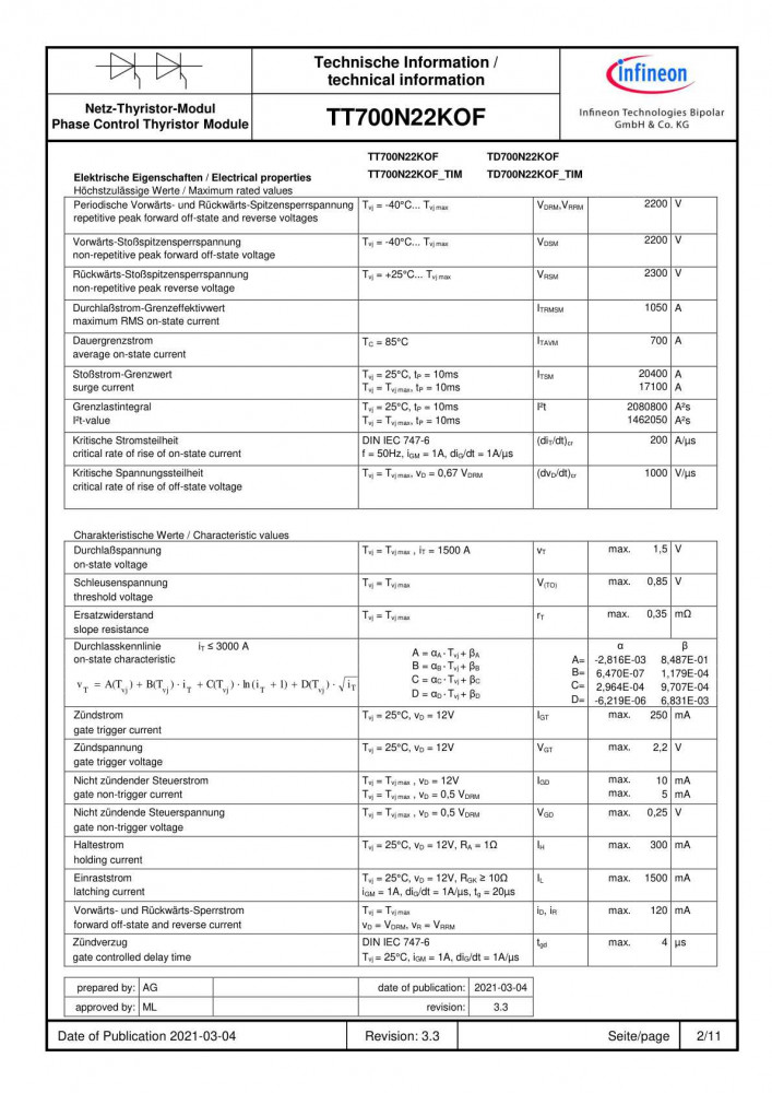 TT700N22KOF datasheet page 2