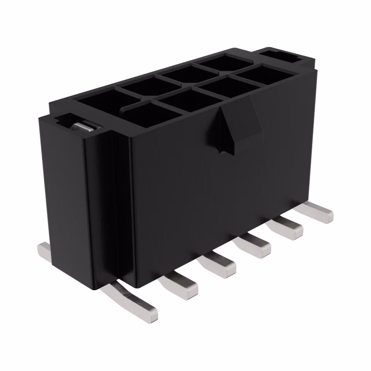 Mini-Fit Max Vertical Header, Dual Row, Surface Mount, 8 Circuits, Matte Tin (Sn) Plating, Black, Glow-Wire Capable, with Pick-and-Place Tape, Tape and Reel for sale