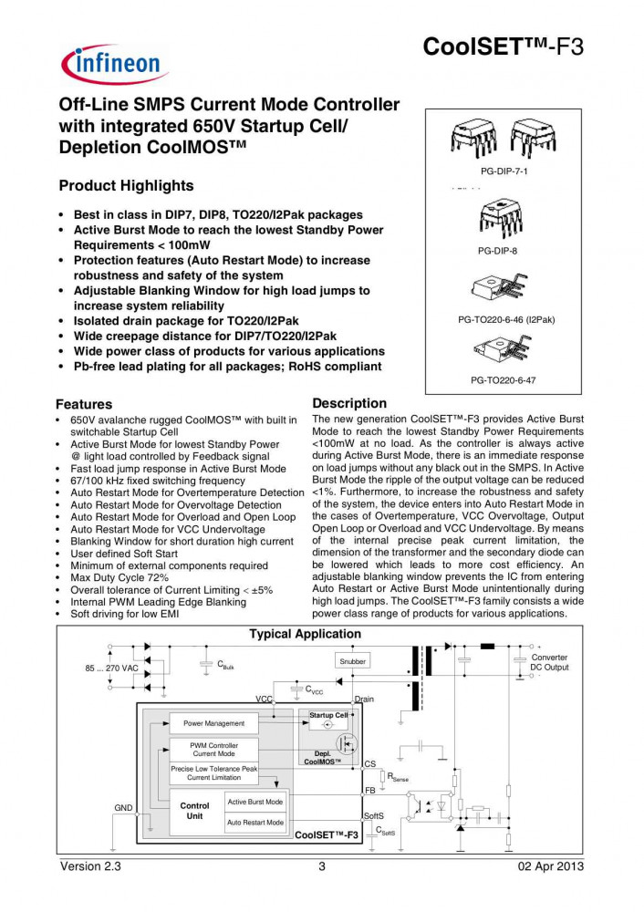 ICE3B3565P datasheet page 3