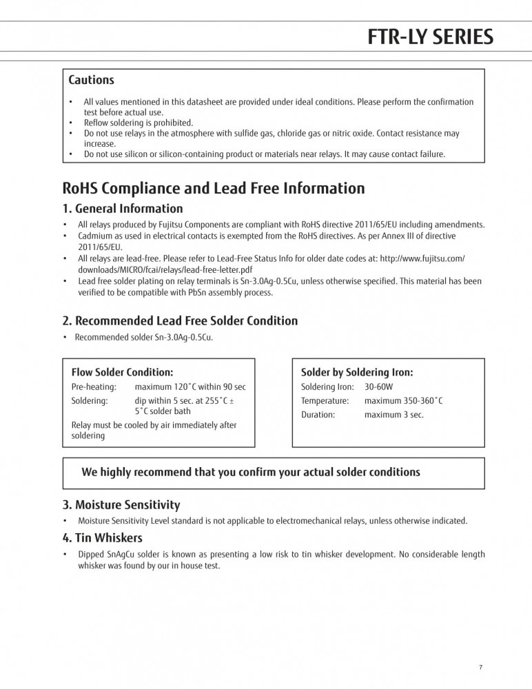 FTR-LY series datasheet page 7