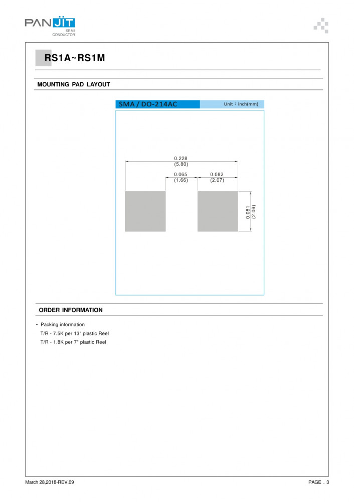 PANJIT RS1A to RS1M datasheet page 3
