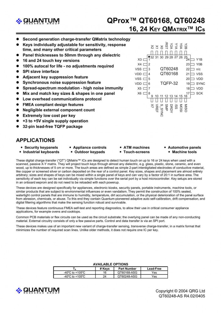QT60168-ASG technical document page 1