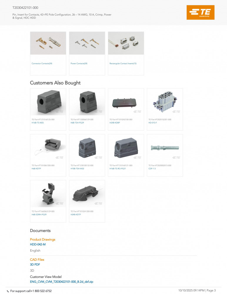 TE Connectivity technical document page 3