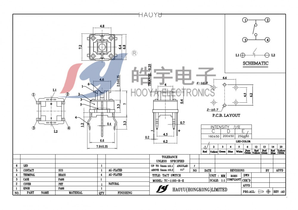HOOYA TC-1193-R-E technical document
