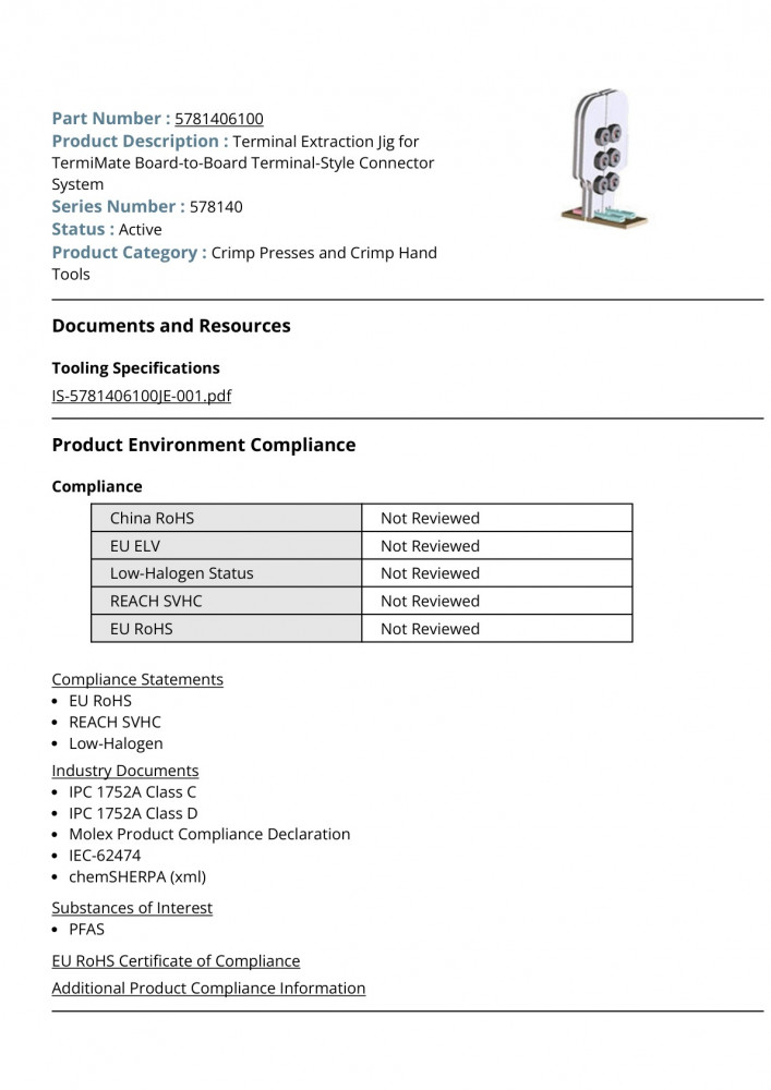 MOLEX 5781406100 tooling document preview, page 1