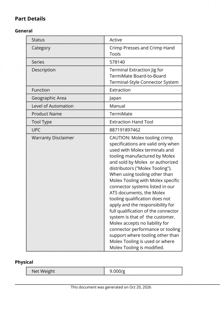 MOLEX 5781406100 tooling document preview, page 2