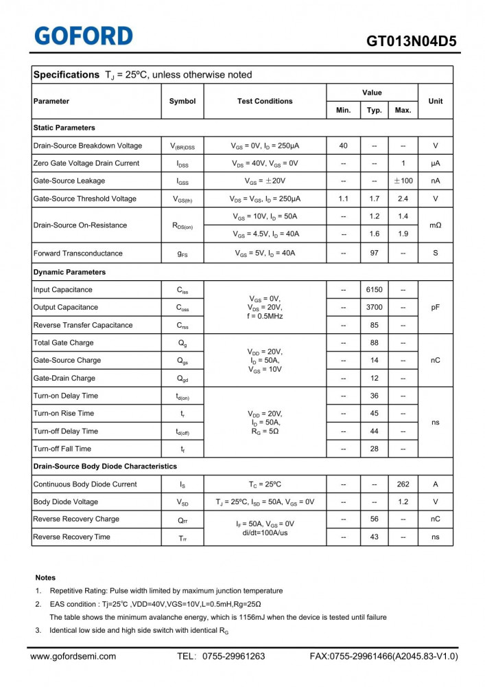 GT013N04D5 datasheet page 2
