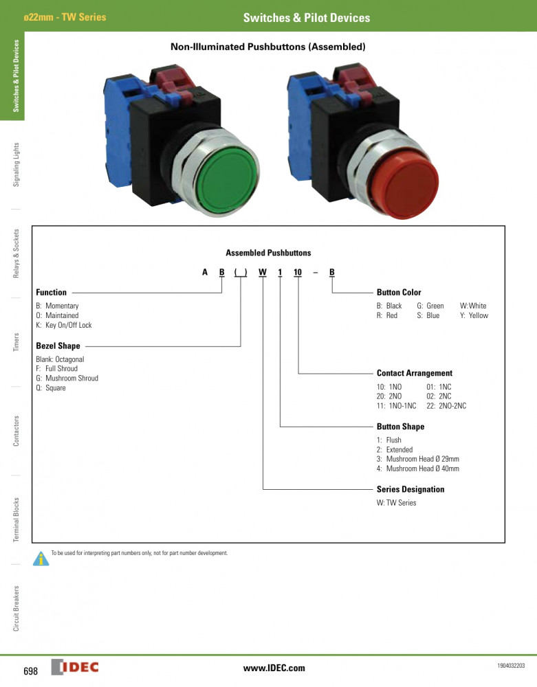 IDEC TW series technical document page 3