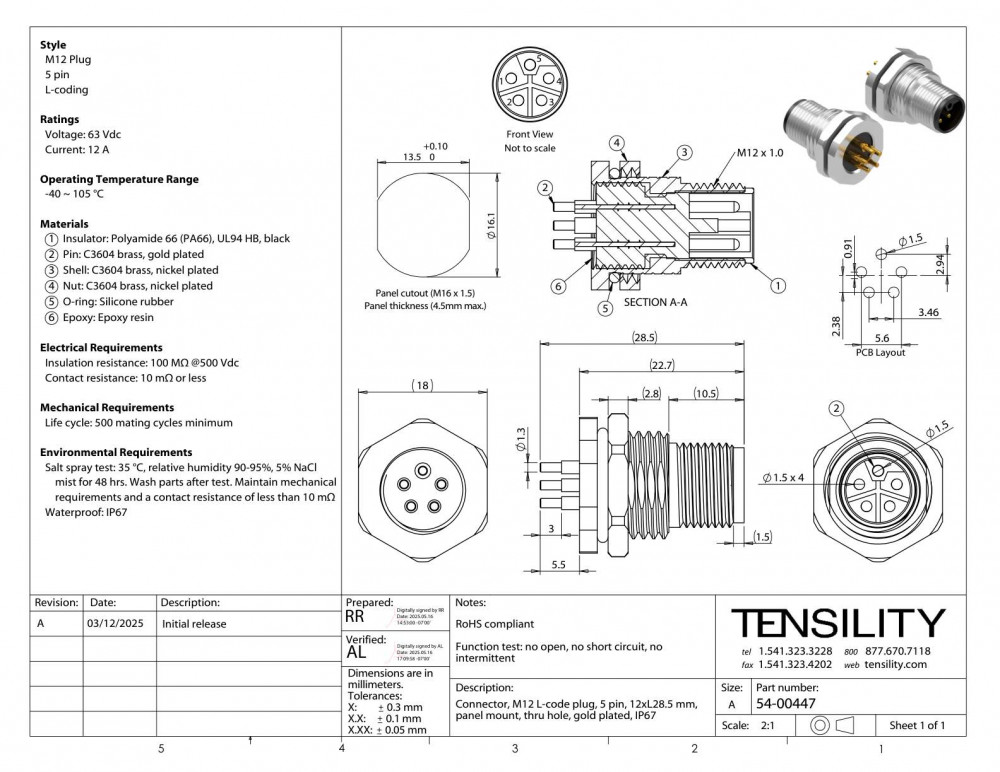 Tensility International 54-00447 product drawing preview