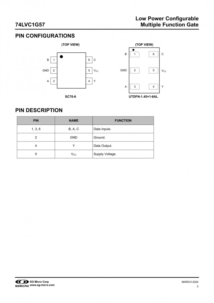 74LVC1G57 datasheet page 3