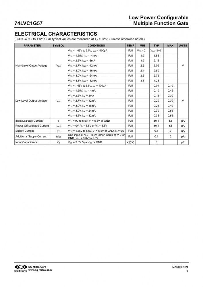 74LVC1G57 datasheet page 4