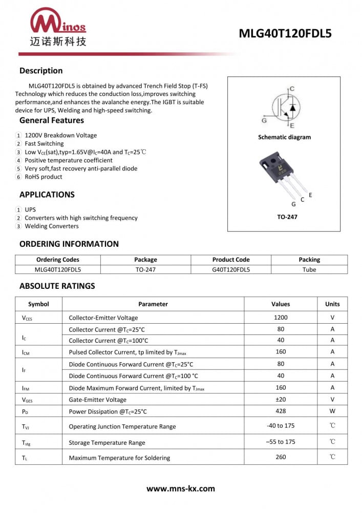MLG40T120FDL5 datasheet page 1