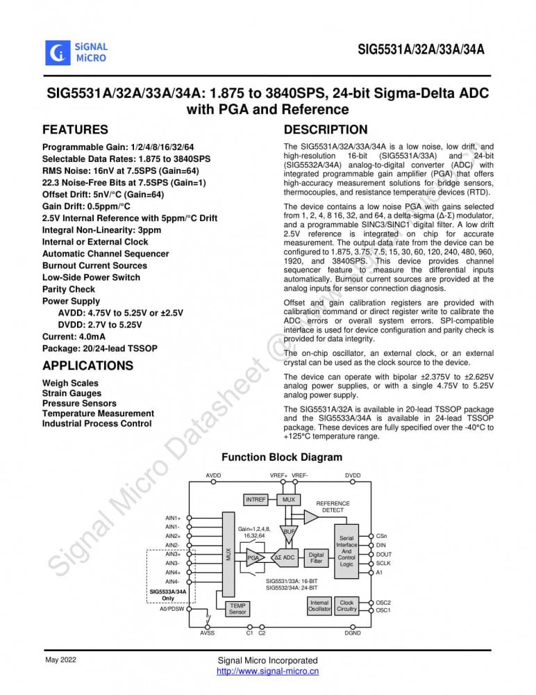 SIG5534A datasheet page 1