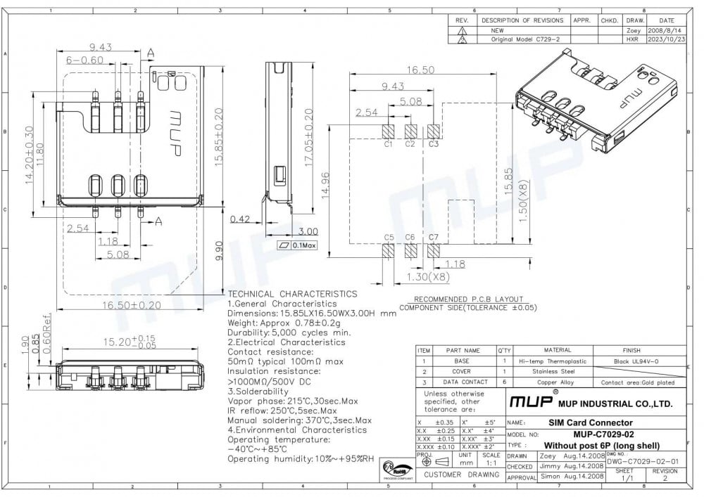 MUP C7029-02 technical document page