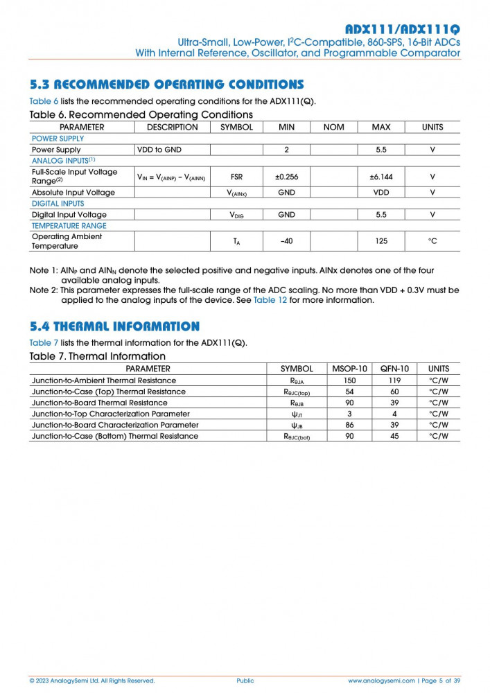 ADX111QAMSOP10 datasheet page 5