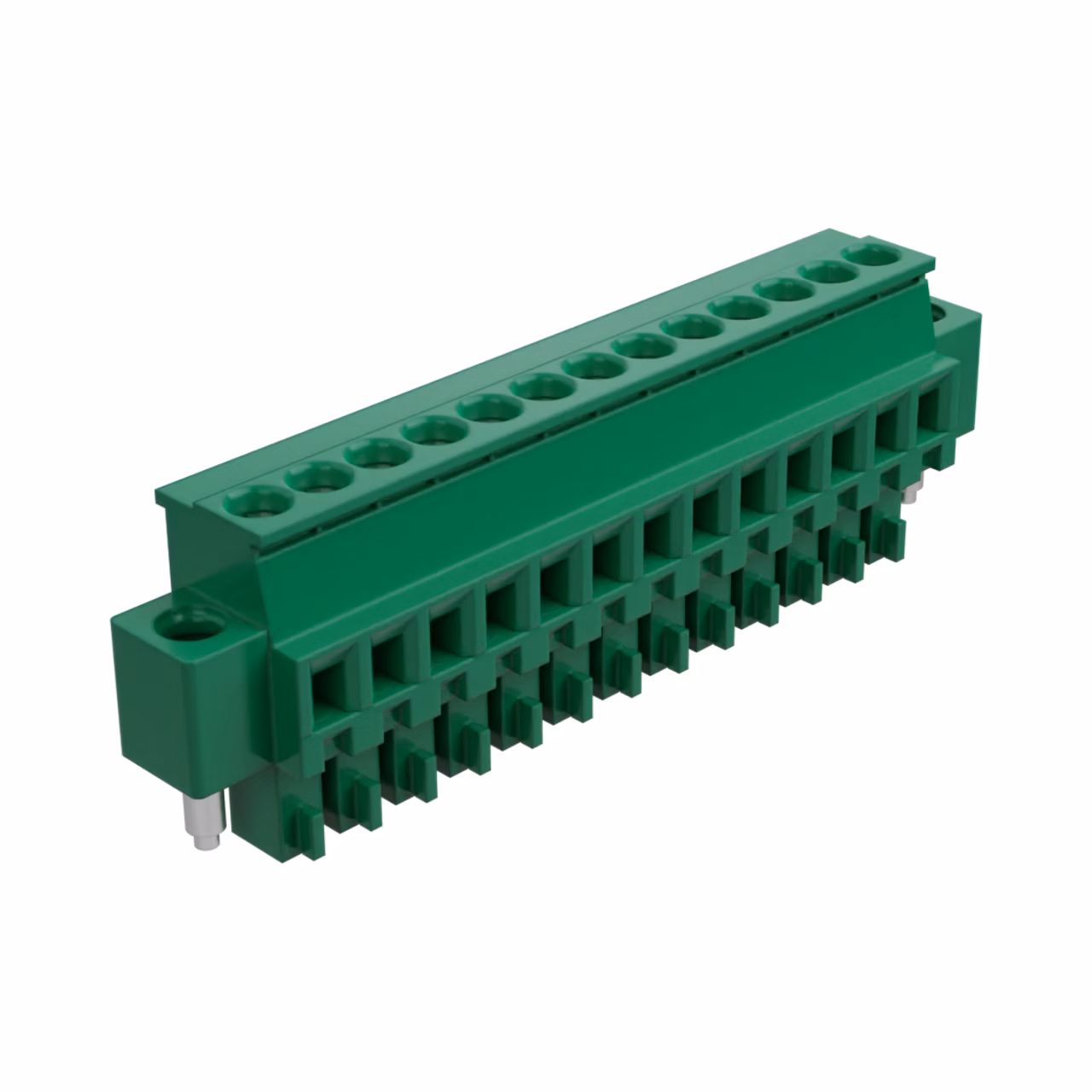 3.81mm Pitch Eurostyle Vertical Plug, with Retention Screws and Reverse Imprinting, Front Wire Entry, Green Housing, 13 Circuits for sale