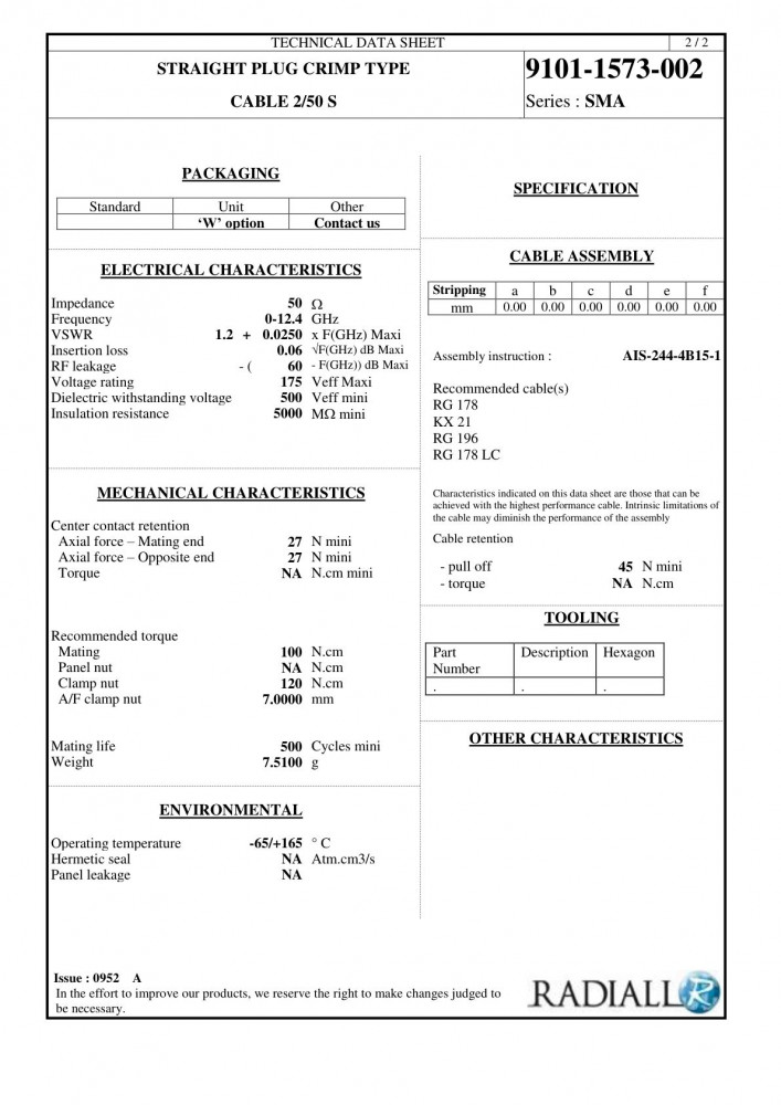 Radiall 9101-1573-002 datasheet page 2