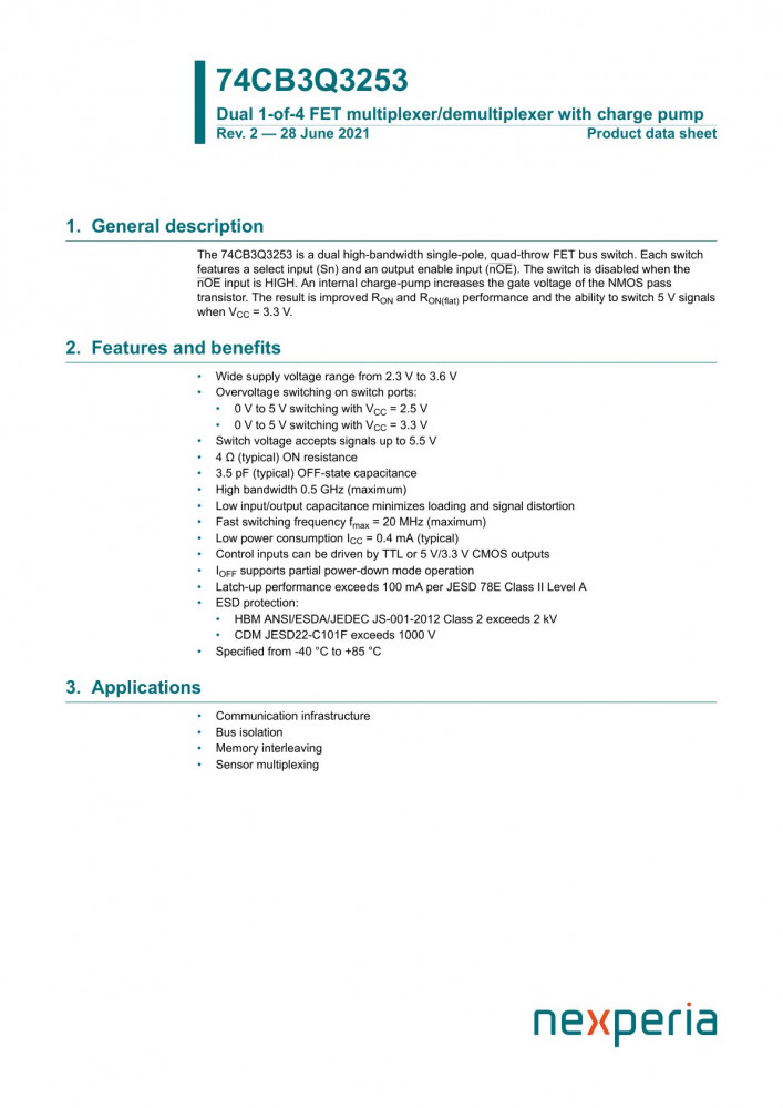 Datasheet page 1