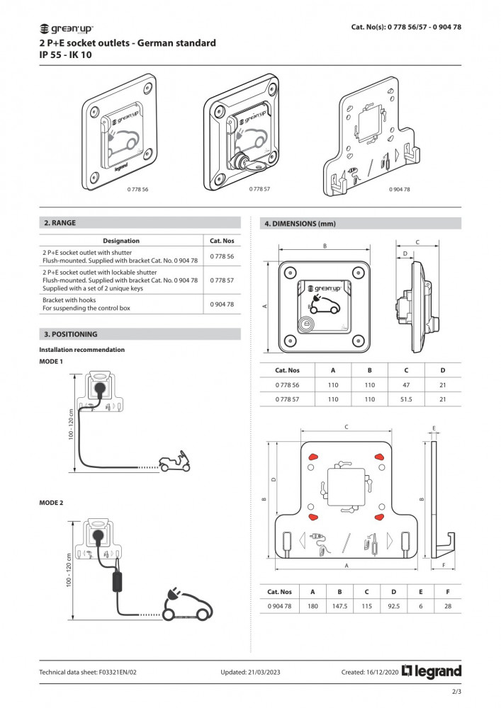 Legrand Green'up Access technical document, page 2