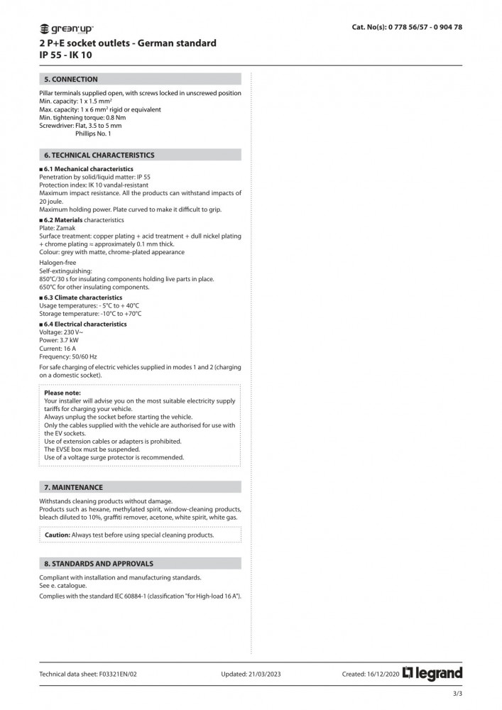 Legrand Green'up Access technical document, page 3