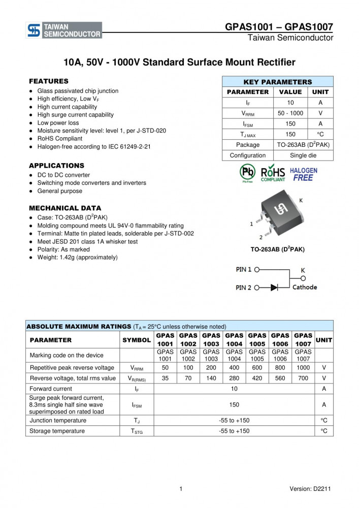 GPAS1005 technical document page 1
