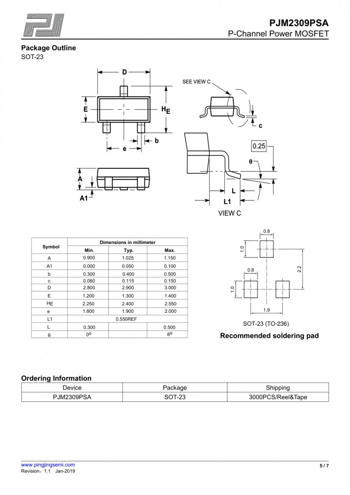 PJM2309PSA datasheet page 5
