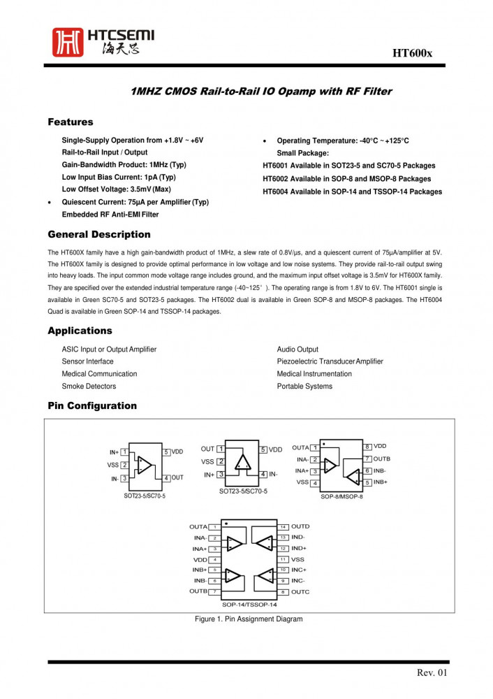 HT6004 datasheet page 1