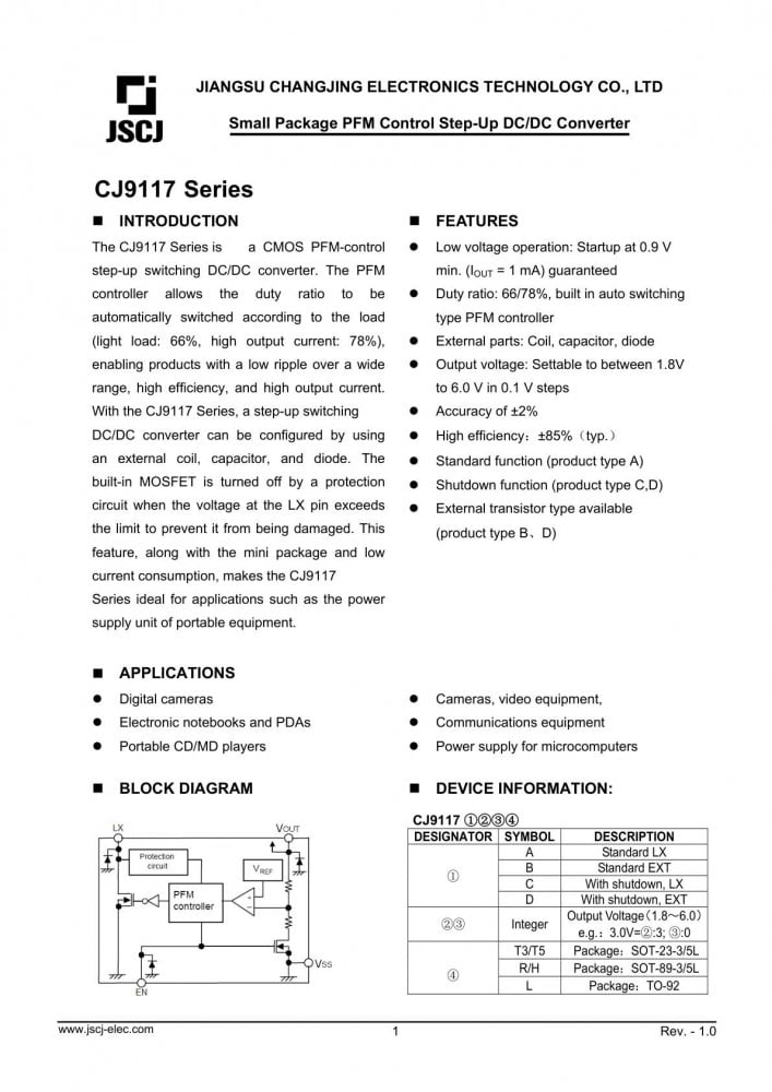 CJ9117 datasheet page 1