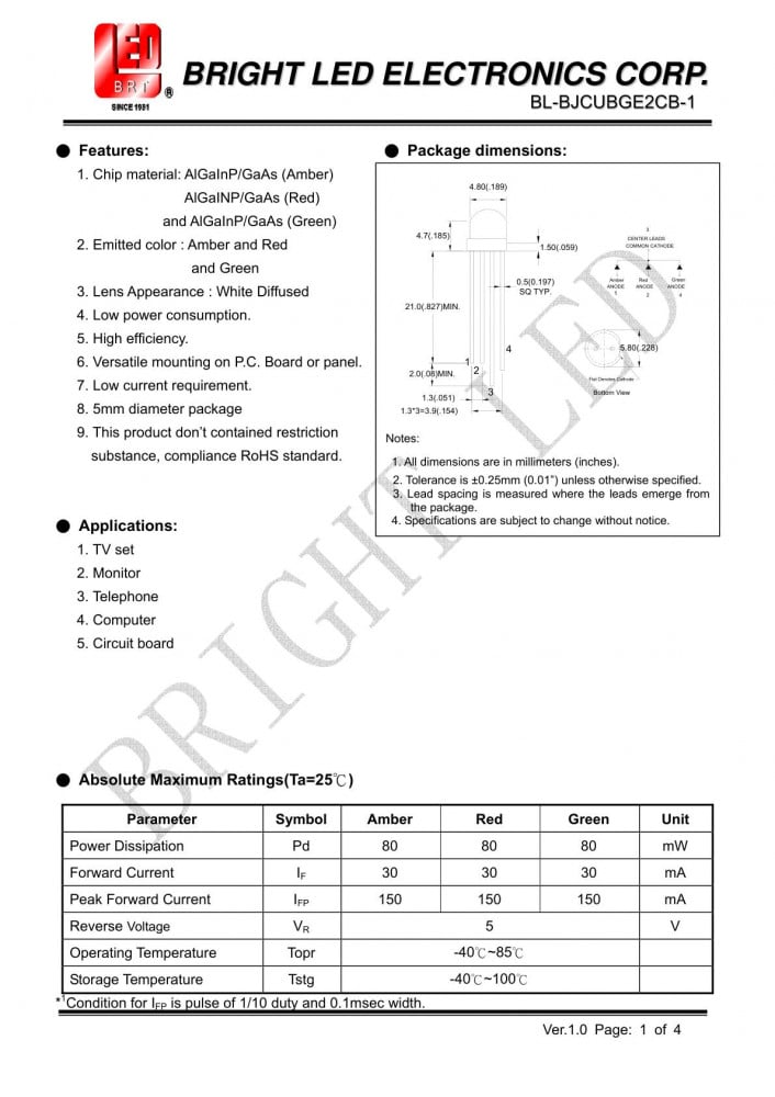 BL-BJCUBGE2CB-1-HF datasheet page 2