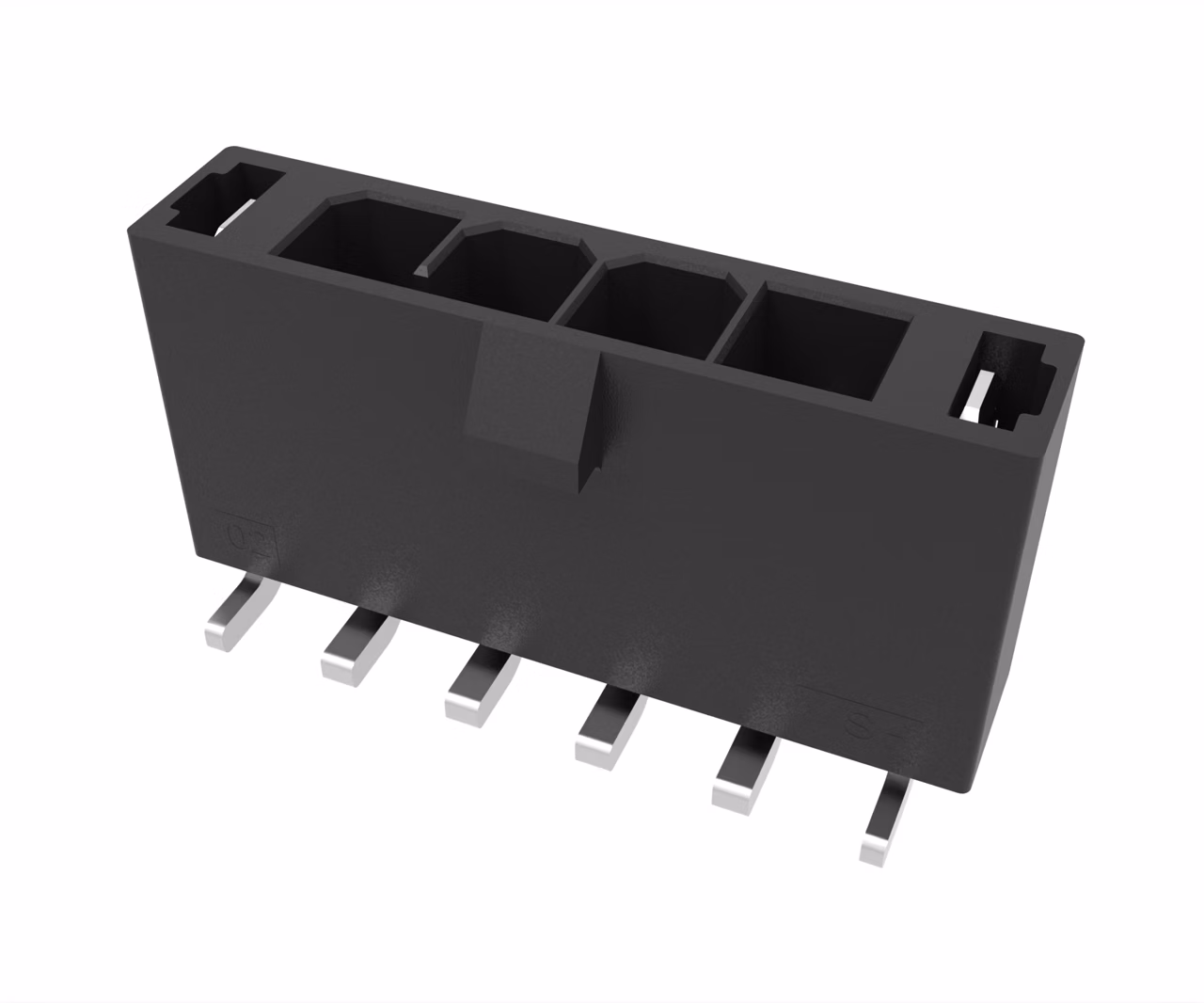 Mini-Fit Max Vertical Header, Single Row, Surface Mount, 4 Circuits, Matte Tin (Sn) Plating, Black, Glow-Wire Capable, Tape and Reel for sale