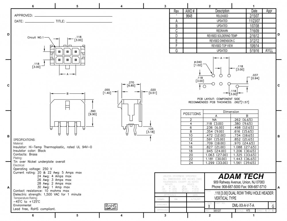 ADAM TECH DML-14-A-V-T-A technical drawing