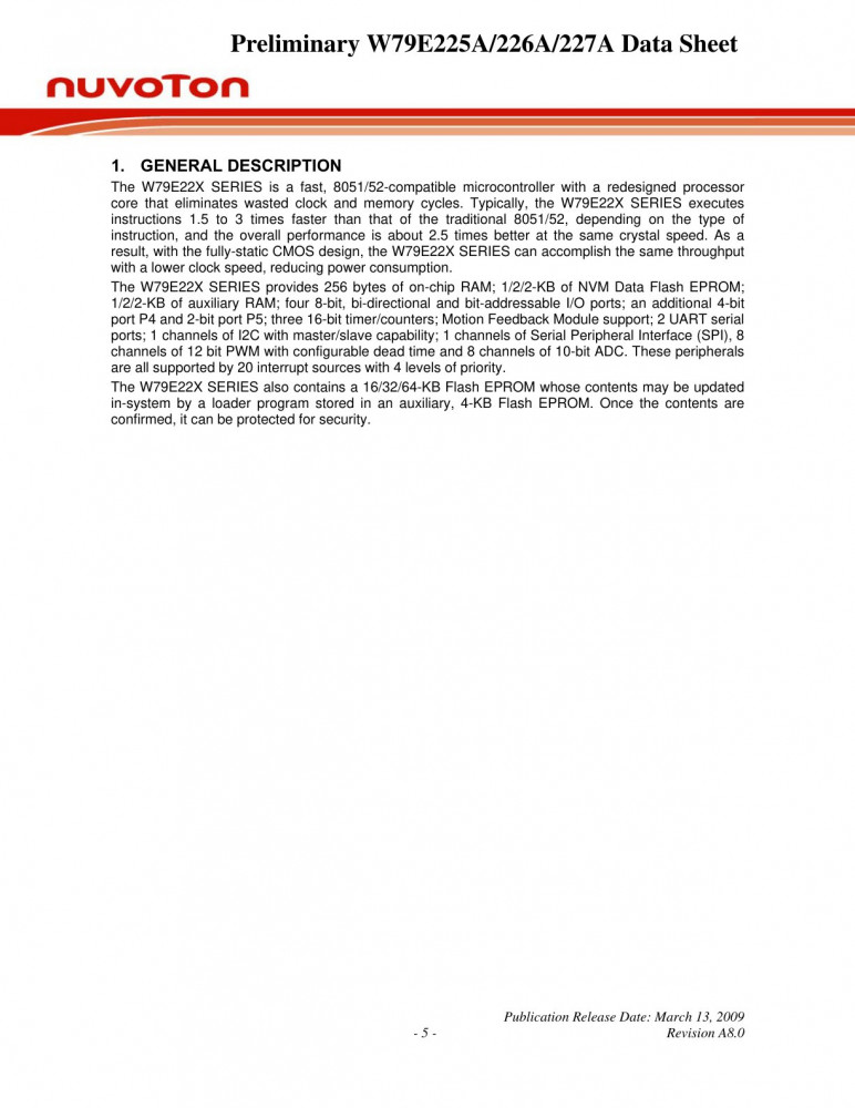 W79E226APG datasheet page 5