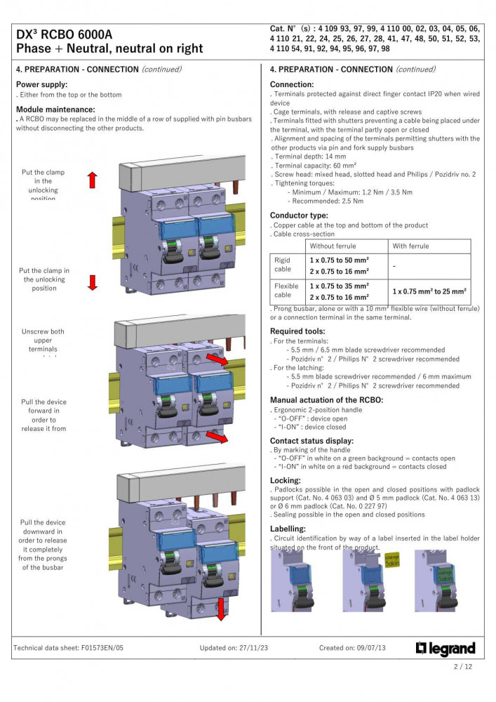 Legrand DX³ RCBO technical document page 2