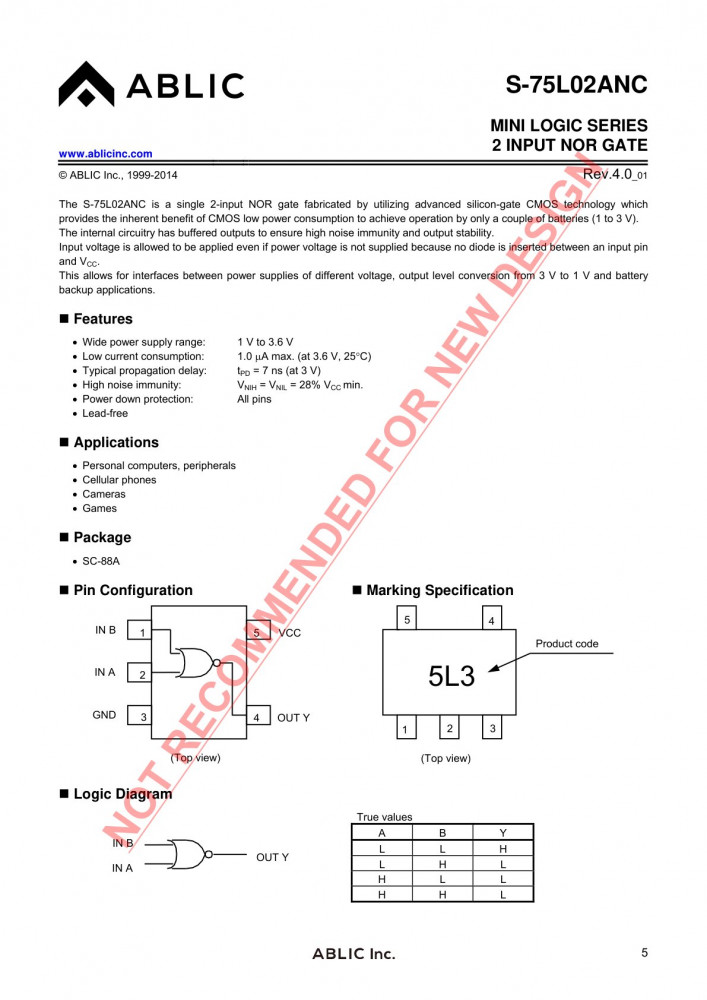 ABLIC S-75L32ANC datasheet page 5
