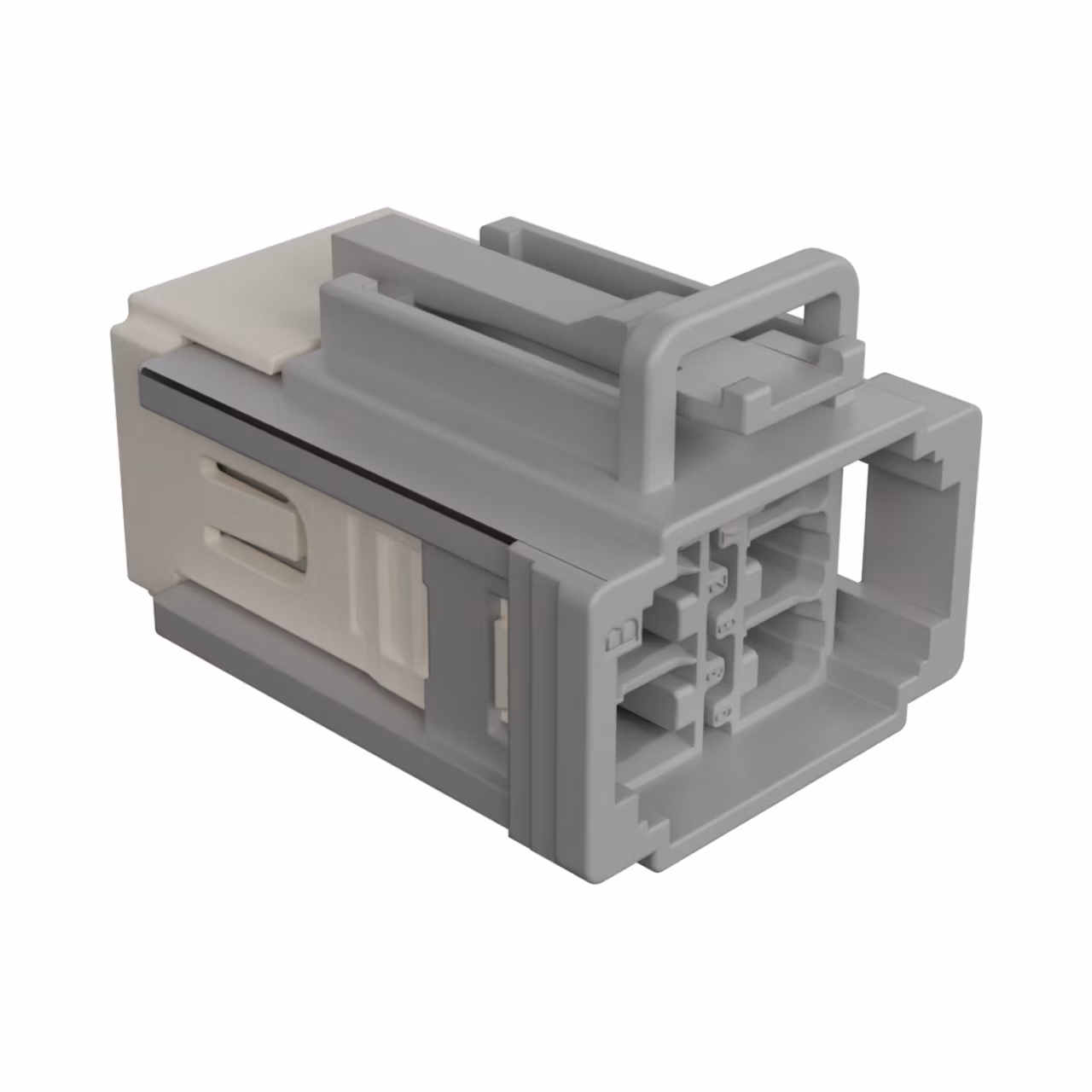 MX150 Pass-Through Unsealed Receptacle, Dual Row, 6 Circuits, Stackable, Keying Option B, UL 94 HB, Stone Gray Housing for sale
