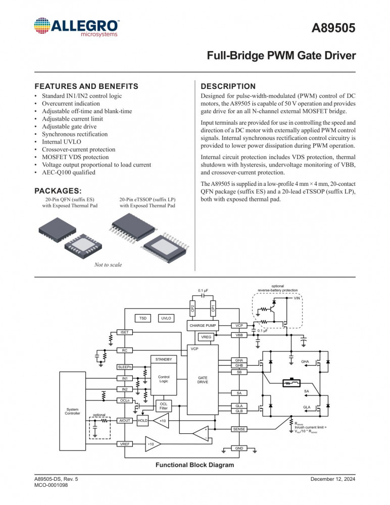 A89505 datasheet page 1