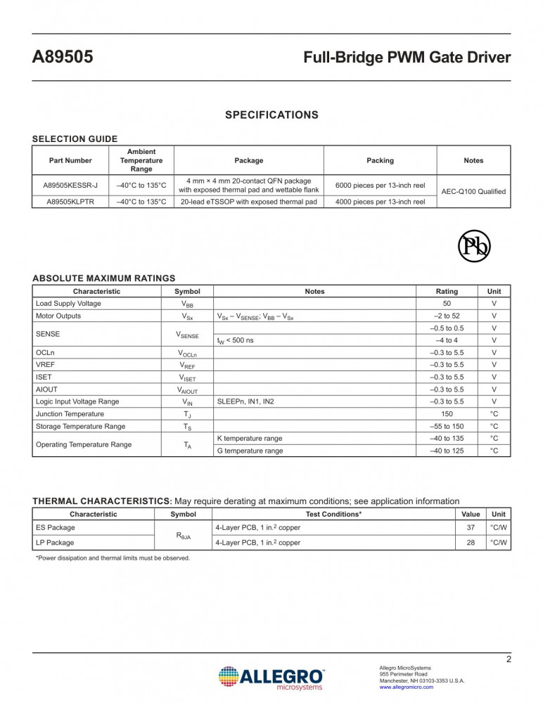 A89505 datasheet page 2
