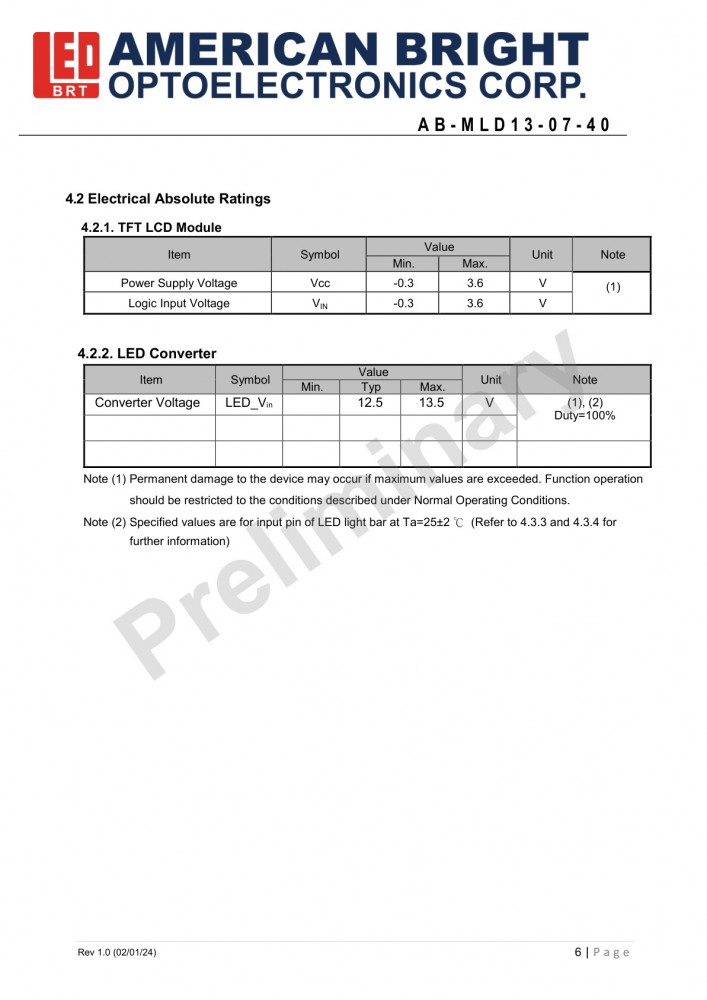 AB-MLD13-07-40 technical document, page 6