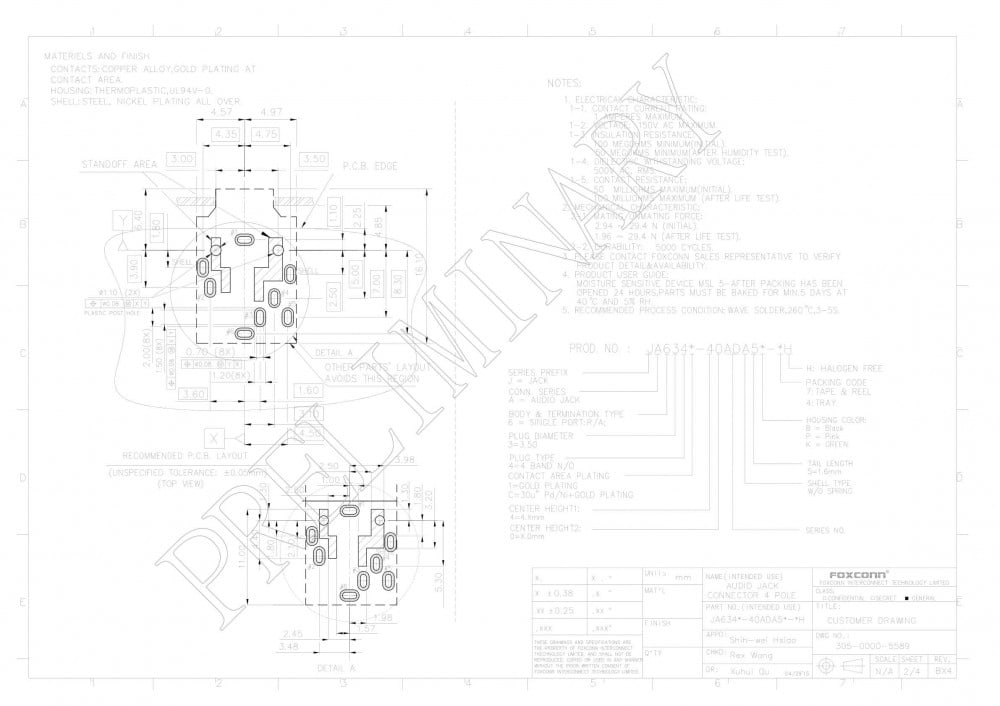 FOXCONN JA634C customer drawing page 2