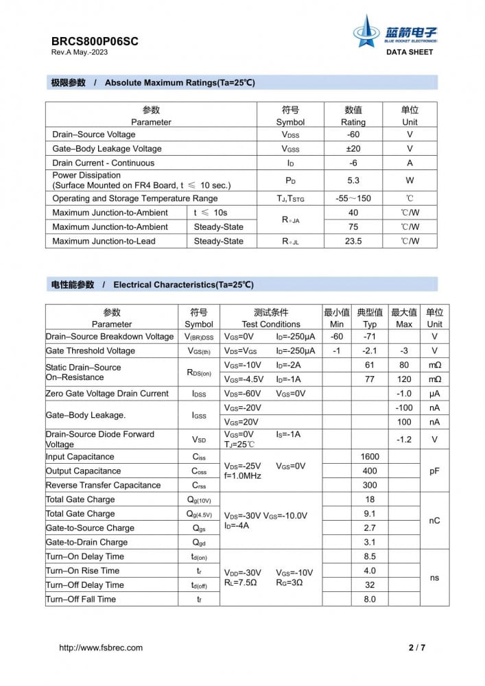 BRCS800P06SC datasheet page 2