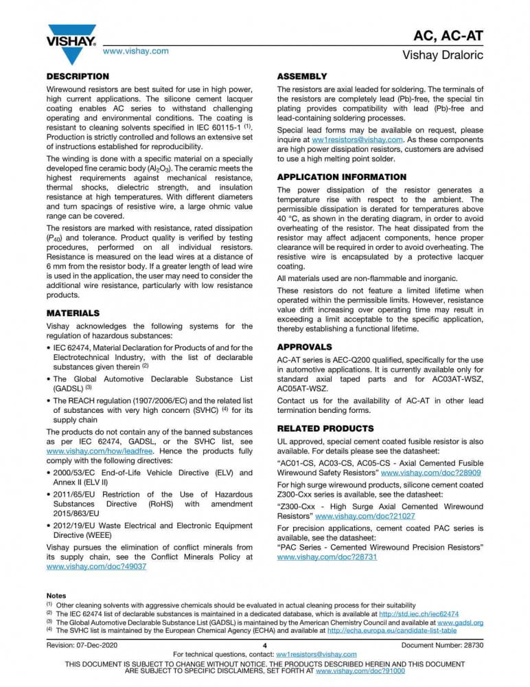 Vishay AC series datasheet page 4